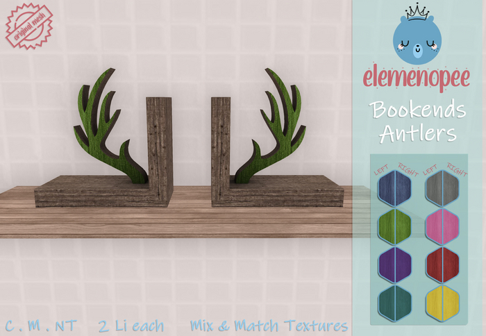 Second Life Marketplace - .LMNOP. Bookend // Antlers Second Life Marketplace - .LMNOP. Bookend // Antlers